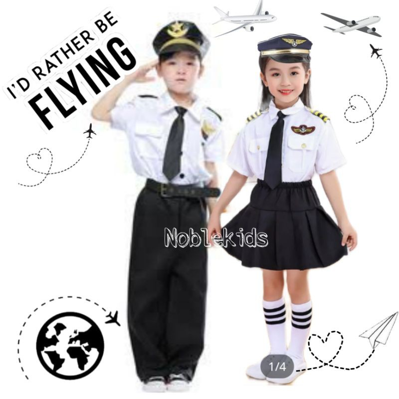 Career Costume Pilot Girl/Boy Captain Flight Attendant Suit Men Women ...
