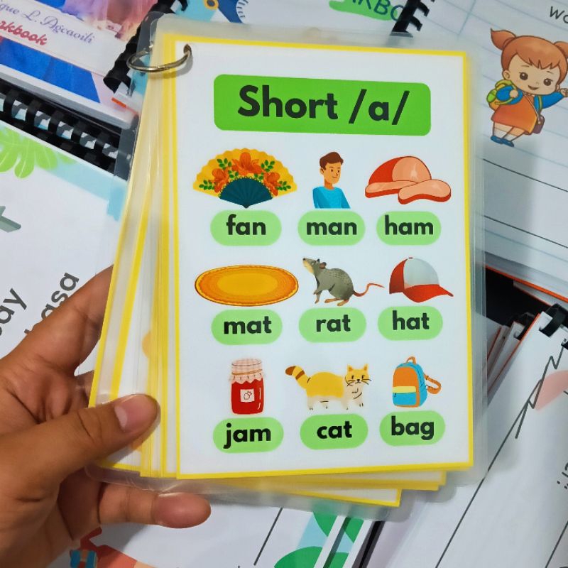 SHORT AND LONG VOWELS FLASHCARDS with pictures- 10 pieces laminated | Shopee Philippines