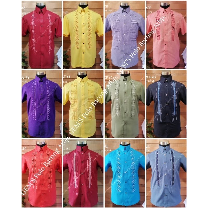 Polo Barong Short Sleeves Colored With Embroidery Miyaki Fabric ...