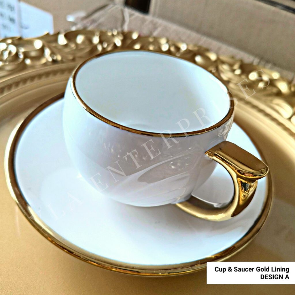 YLA - CUPS AND SAUCER Classy Gold Lining Series (1 Saucer + 1 Cup ...