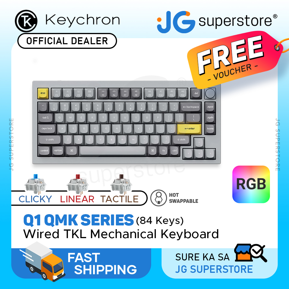 Keychron Q1 QMK 84 Keys RGB Compact Wired TKL Mechanical Keyboard Hot ...