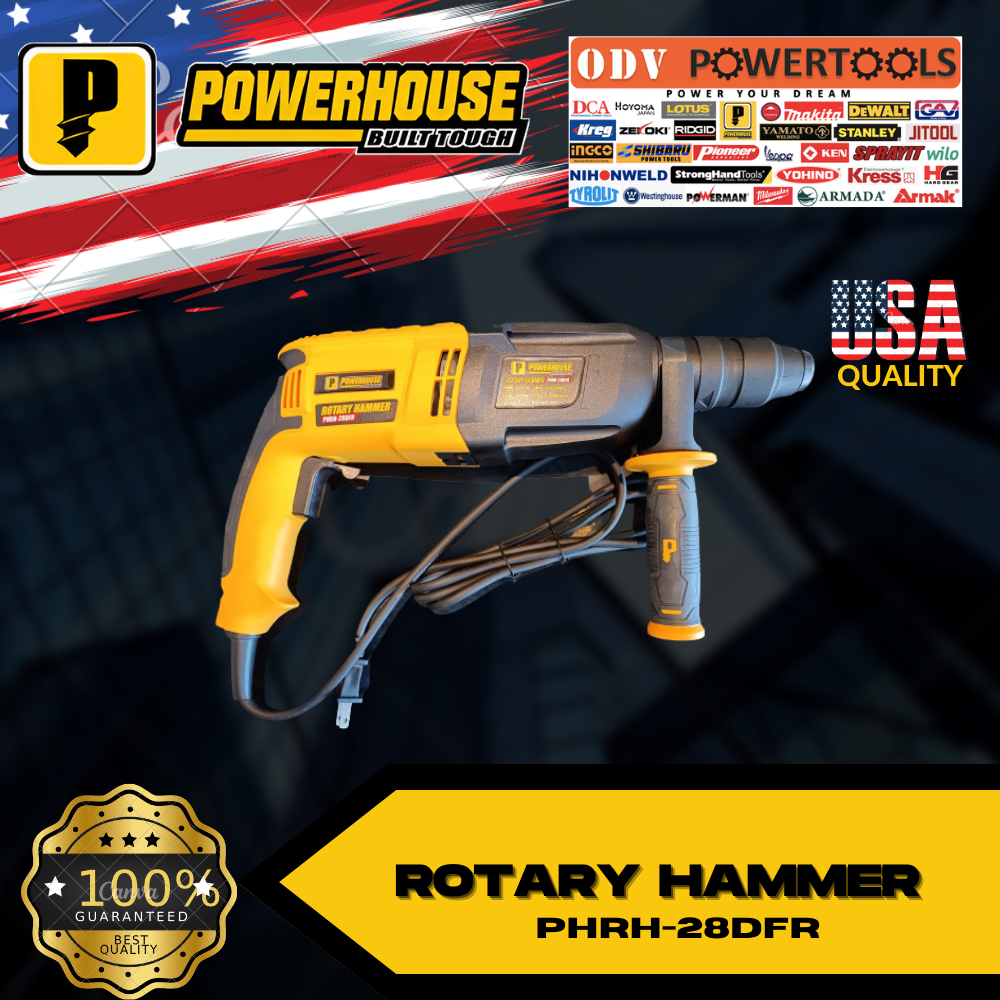 POWERHOUSE 1050W Rotary Hammer 28MM with Carrying Case PHRH-28DFR - ODV POWERTOOLS | Shopee ...