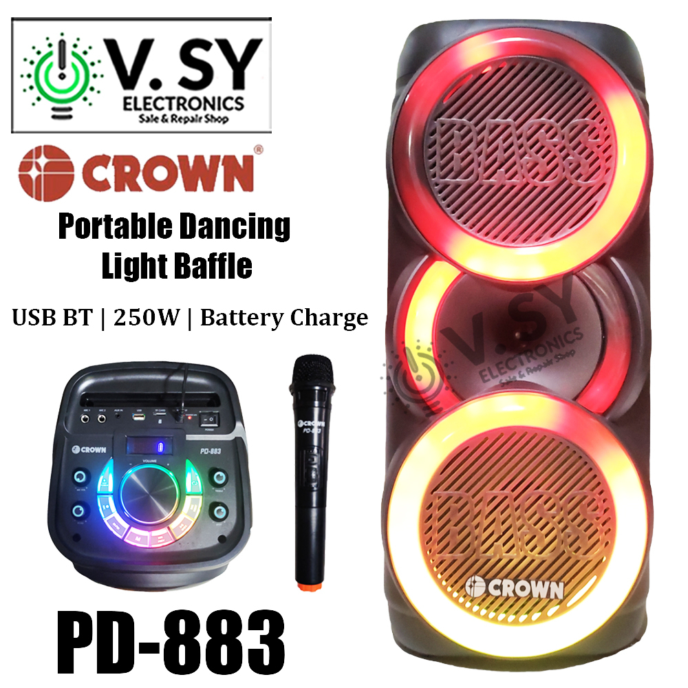 Crown PD-883 Portable Dancing Light Baffle with Wireless Microphone ...