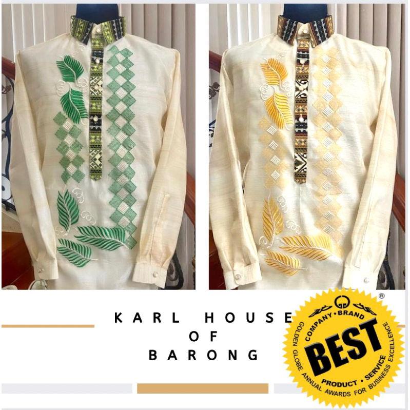 NATIVE Barong Tagalog for Men (YELLOW GOLD & GREEN) | Shopee Philippines