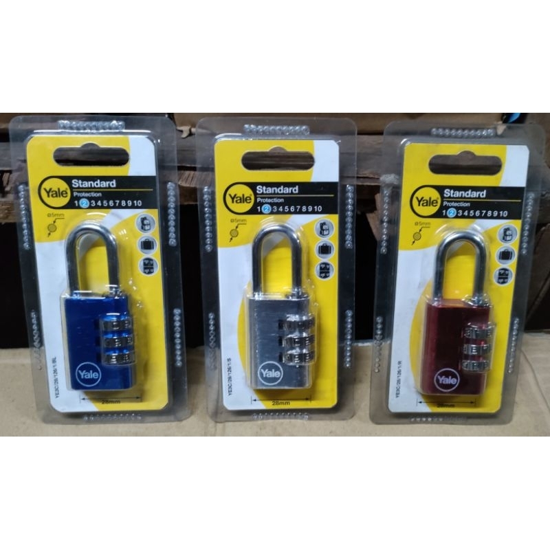Yale Aluminum 3 Digits Combination Padlock 28mm YE3C/28/126/1 Red ...