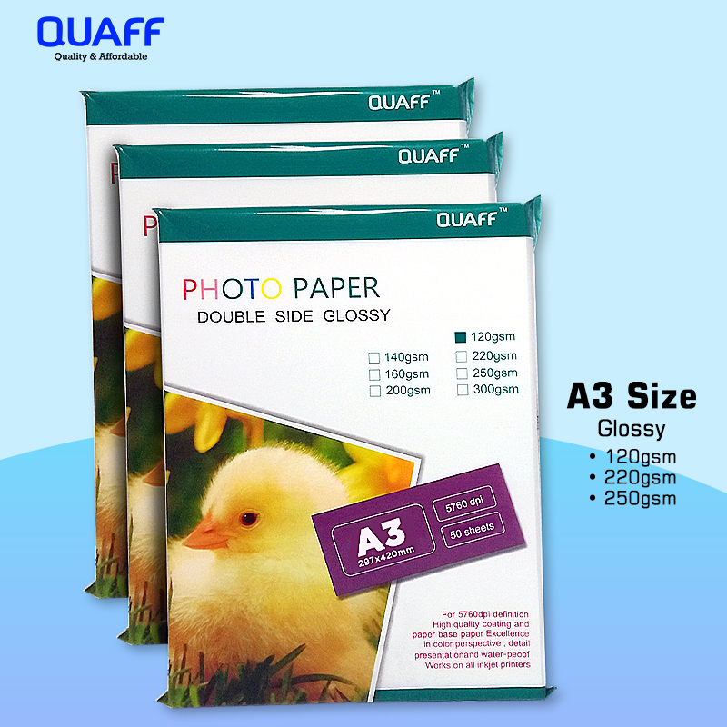 QUAFF Double Sided Glossy Photo Paper A3 Size 120gsm 220gsm 250gsm ...