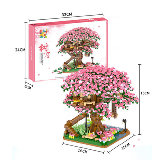 Pink Girl Sakura Tree House Compatible with Legos Small Particle ...