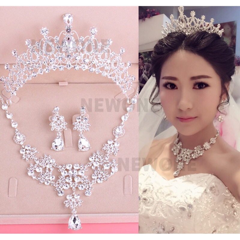 Deartiara Crystal Wedding Bridal Jewelry Sets Tiara Crown Rhinestone Necklace Bridal Jewelry ...