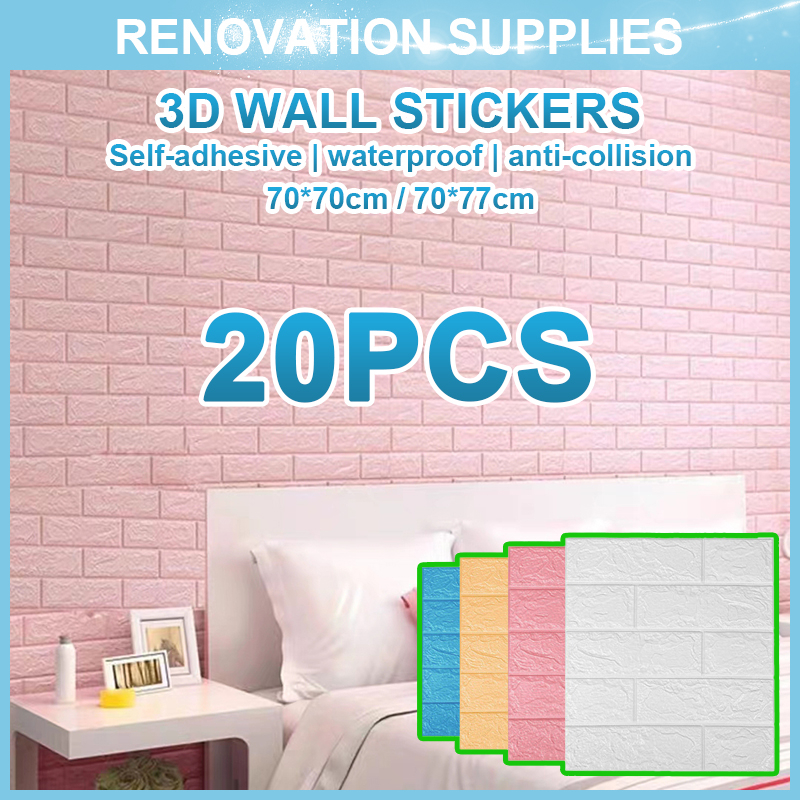 20pcs BIG SALE 70x70CM 3D wallpaper foam self-adhesive brick waterproof ...