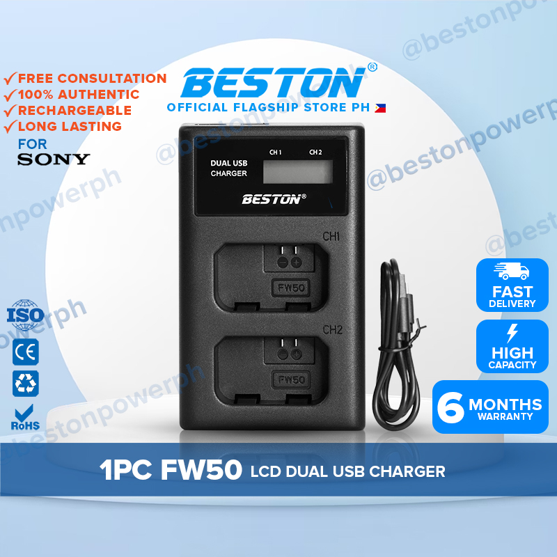 Beston FW-50 LCD Dual USB Charger with cable (Micro USB Type-C) for ...