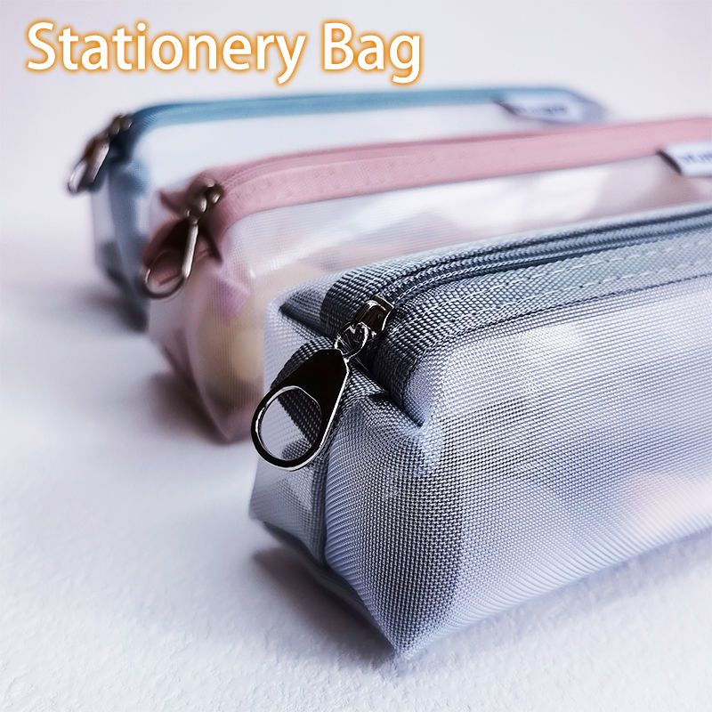VK Pencil Case Clear Mesh Pouch Office Tools Student Pen Bag Portable ...