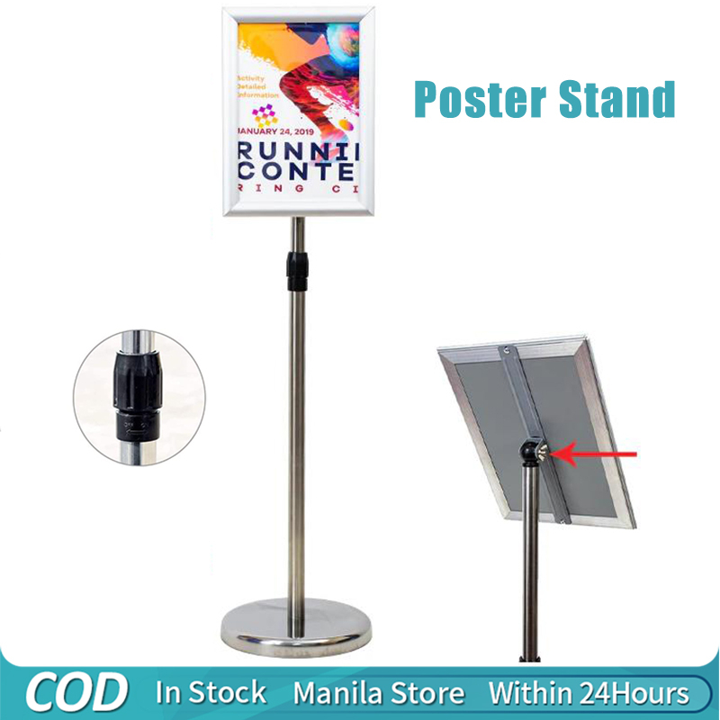 Adjustable Poster Stand Holder Stainless steel Standing Display Sign ...