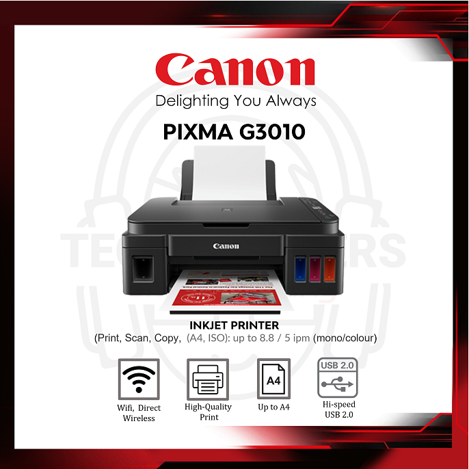 Canon G3010 Ink Tank Wireless All-In-One Printer (Wi-Fi, Print, Scan ...