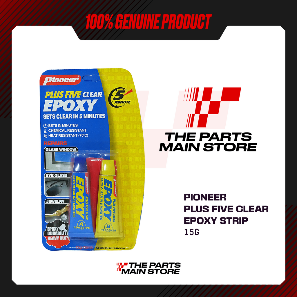 PIONEER EPOXY PLUS FIVE CLEAR SETS IN 5 MINUTES PAIR OF A & B TUBE 15g ...