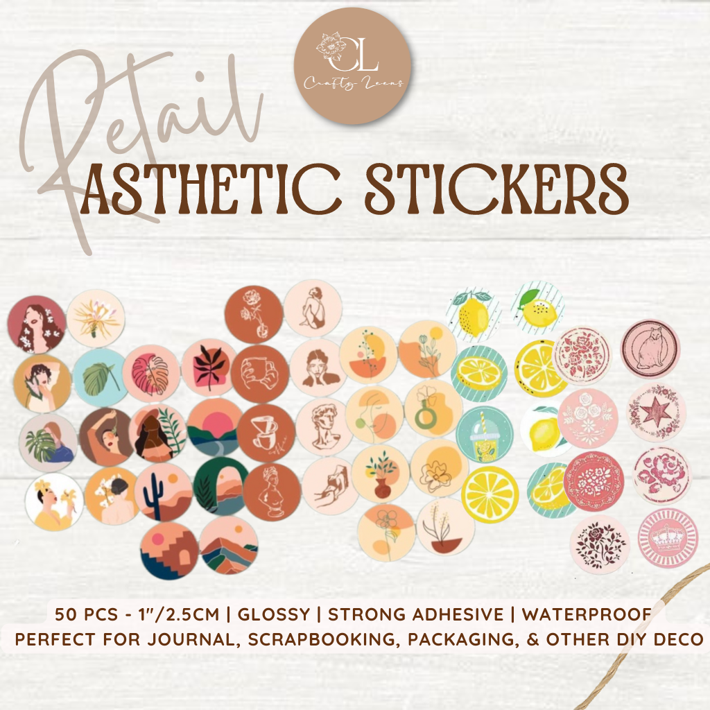 50pcs Aesthetic Stickers (TINGI) | For Stationery Journal Scrapbook DIY ...