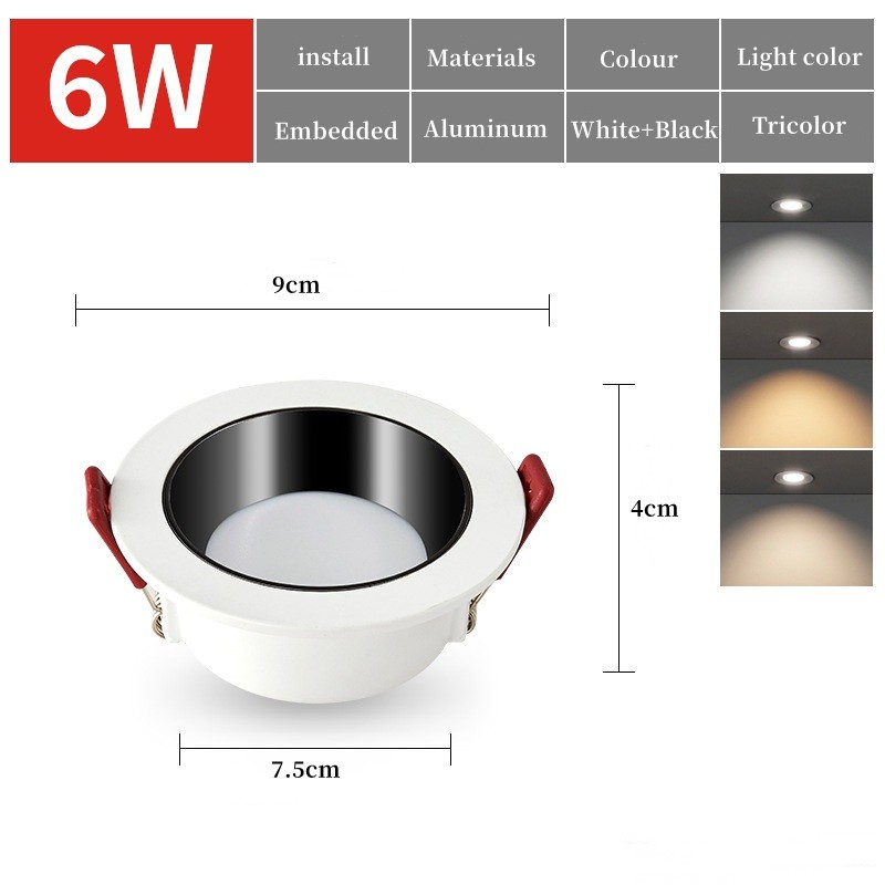 (COD)Tricolor 5W/7W Downlight Ceiling Light Recessed Pin Light Led ...