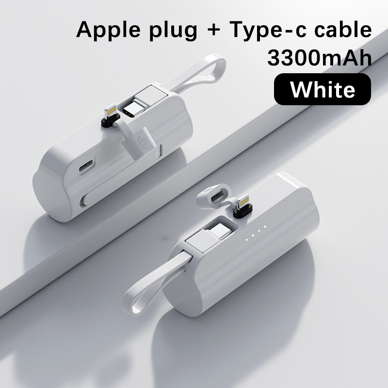 2in1 5000mah Mini Fast Charging Portable Power Bank w/ Built-in Cable ...