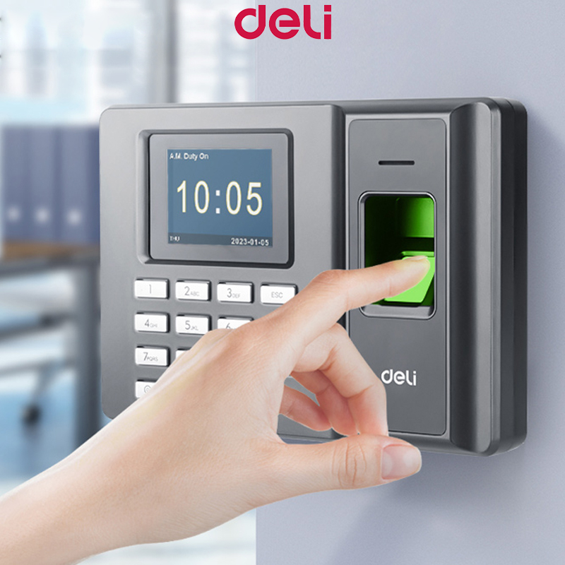 Deli Office Fingerprint Attendance Machine Biometic LCD Screen ...