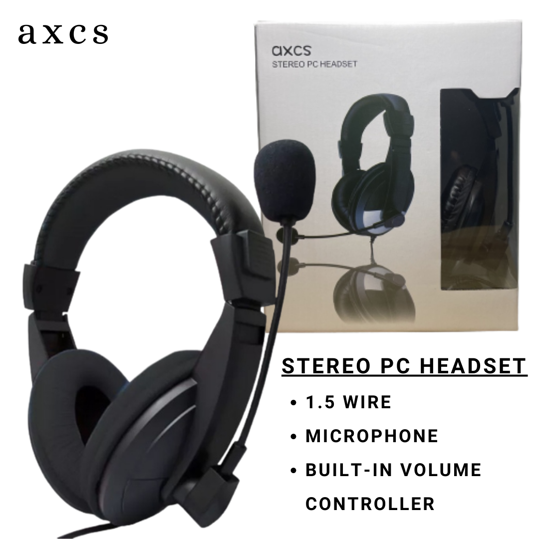 AXCS 3.5mm Stereo Computer Gaming Headset Headphones with Microphone ...