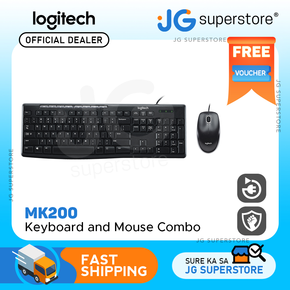 Logitech MK200 Media Wired Keyboard w/ Spill Resistant, 8 Multiple Hot ...