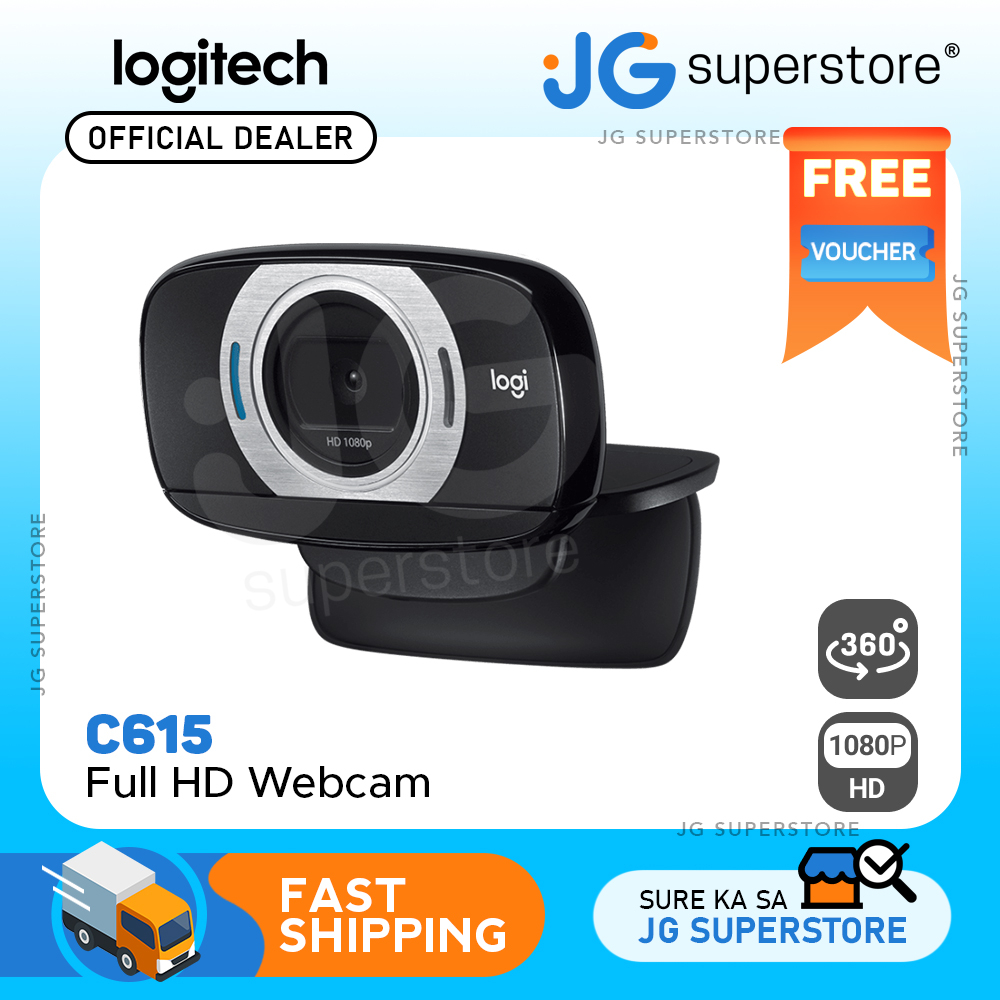 Logitech C615 HD Laptop Webcam 1080p 30fps w/ Built-in Mono Mic, 360 ...