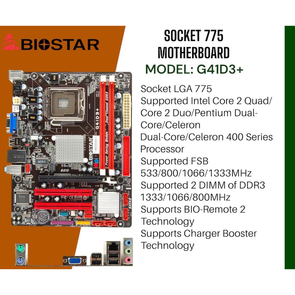 BIOSTAR MOTHERBOARD SOCKET FM1/AM3/775/AM3+ (PRE-OWNED) | Shopee ...
