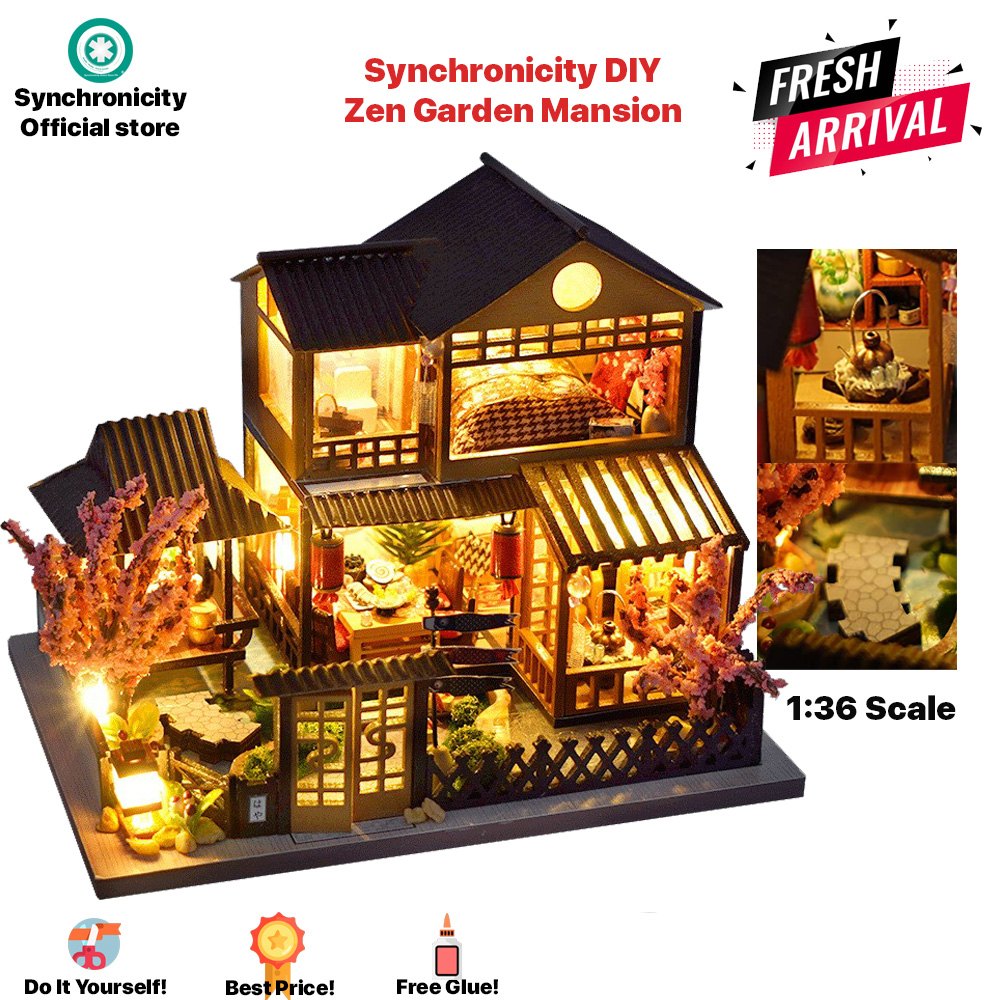 Miniature Dollhouse with Dust Cover 2 floor Series Miniature Dollhouse ...