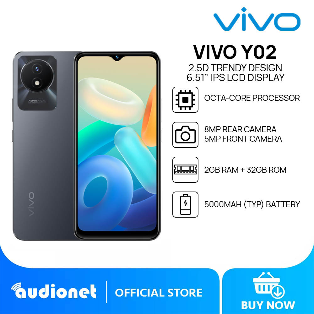 Vivo Y02 Smartphone | 2GB RAM+32GB ROM | 6.51” IPS LCD Display | Octa ...