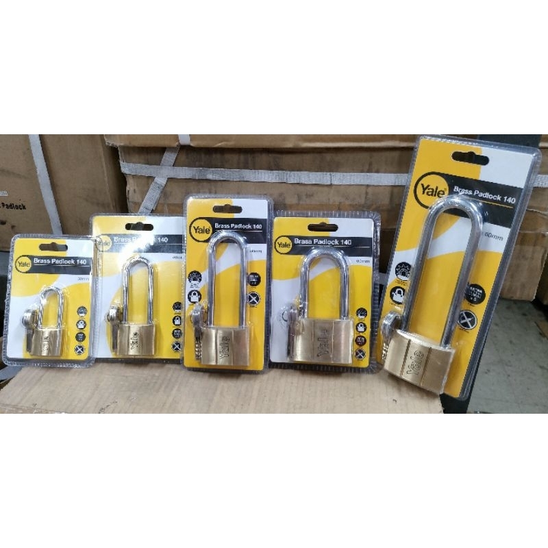 Yale Long Shackle Brass Padlock V140 LS 30MM , 40MM , 50MM , 60MM | Shopee Philippines