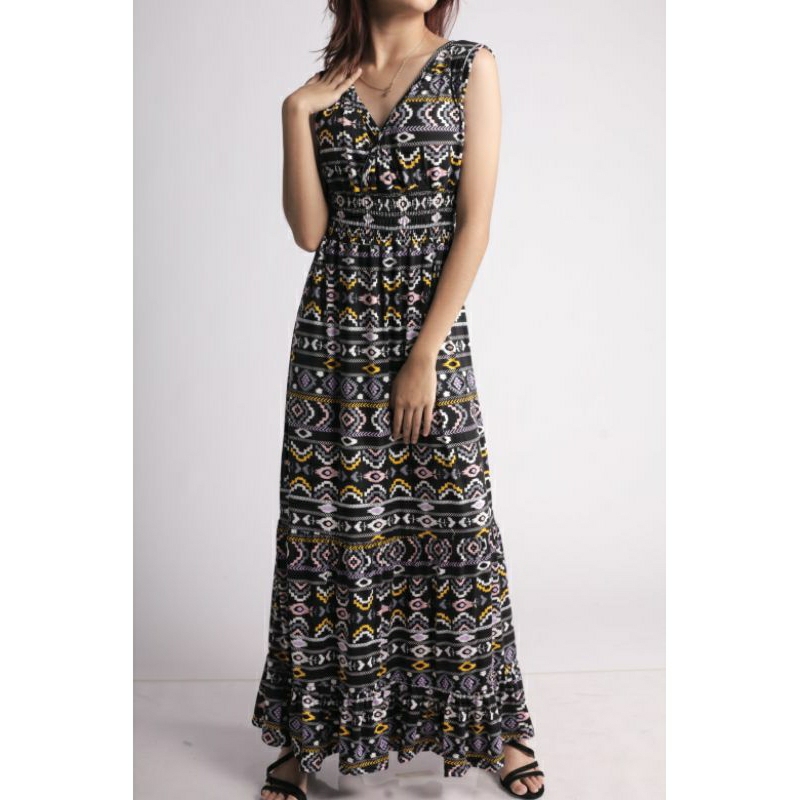 Austria Smocking Maxi Dress - Black | Shopee Philippines
