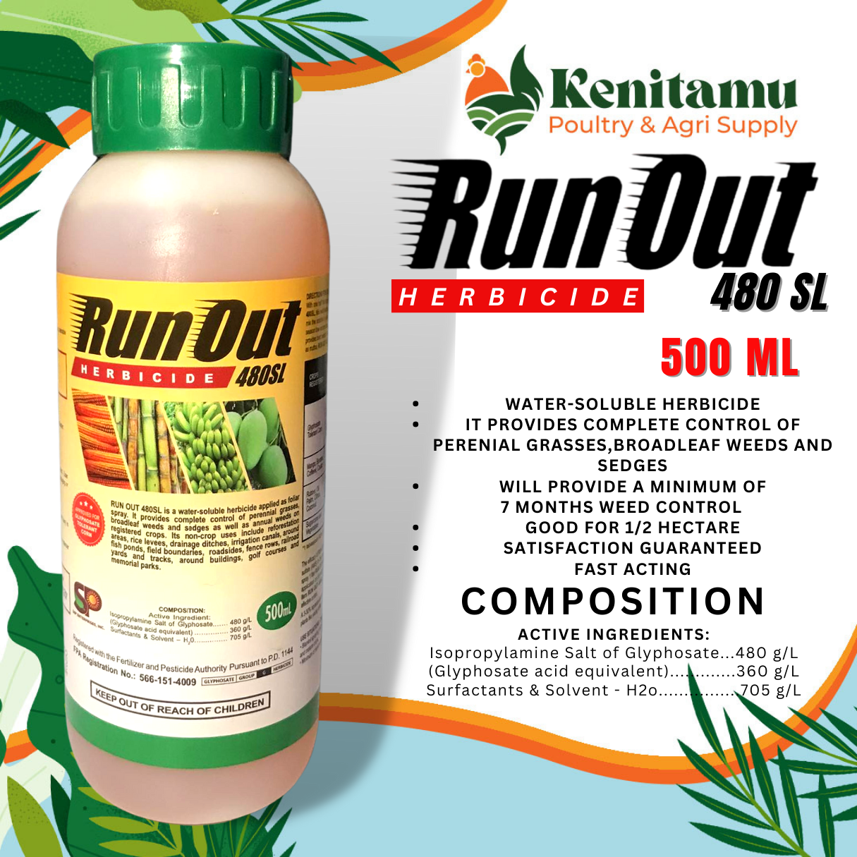 RUN OUT 480 SL HERBICIDE / LIKE CLEAROUT (500 ML & 250 ML) | Shopee ...
