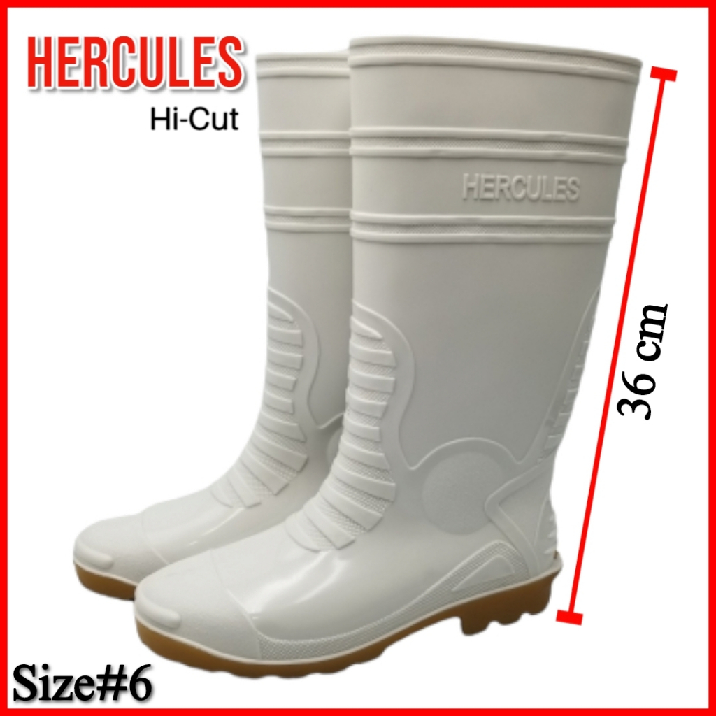 Hercules Men's Hi-Cut Heavy Duty Non-Slip Waterproof White Rain Boots ...