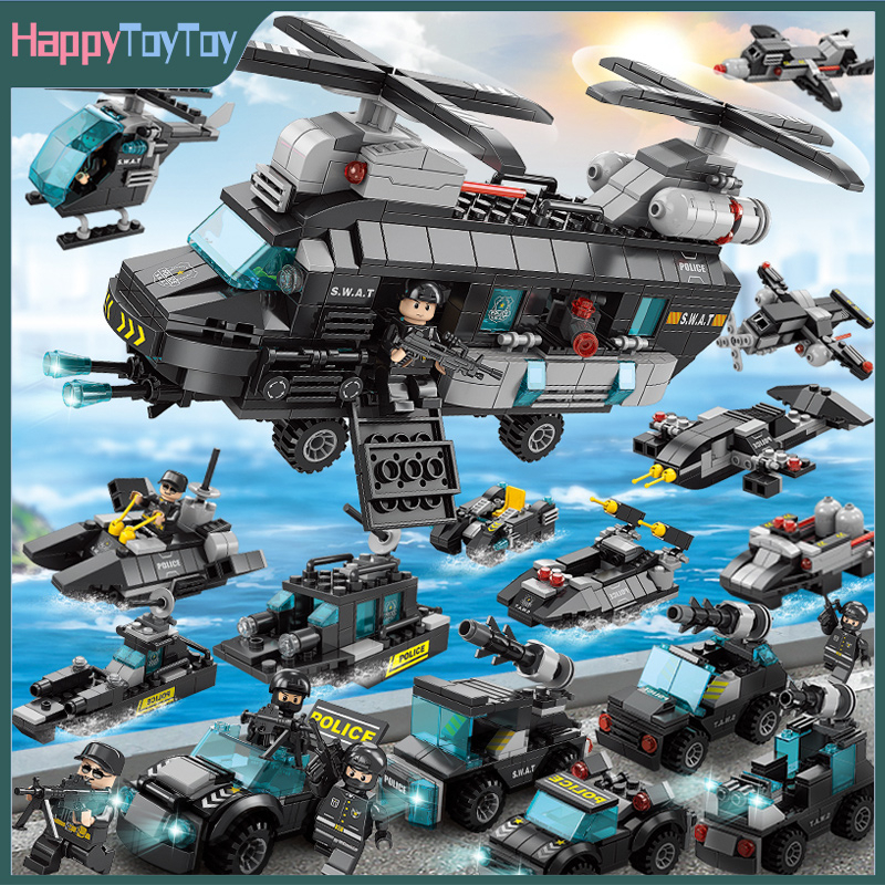 Helicopter SWAT Toys Building Sets City Police Minifigures Puzzle Toys ...