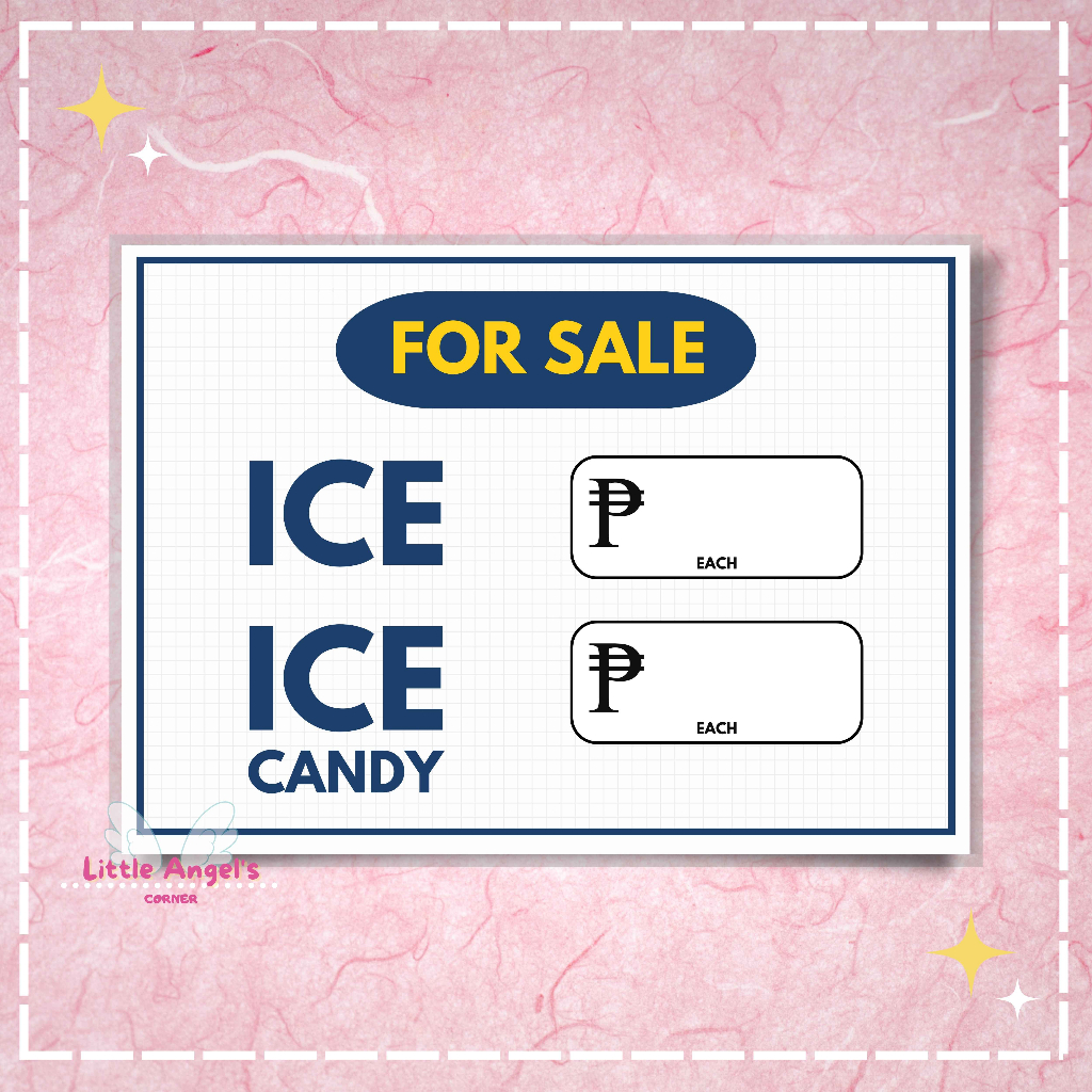 ICE CANDY FOR SALE SIGNAGE (A4 LAMINATED) | Shopee Philippines