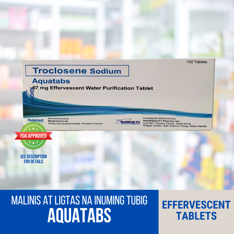 (Chlorine Tablets) Aquatab Troclosene Sodium 67mg Water Purification ...