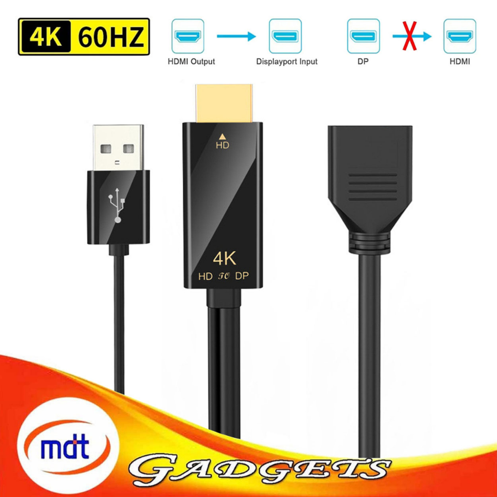 4K HDMI to DisplayPort Adapter with USB Power 4K X 2K@60Hz HDMI Male to ...