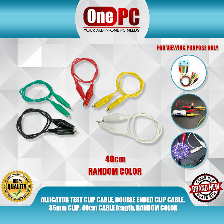 ALLIGATOR TEST CLIP CABLE, DOUBLE ENDED CLIP CABLE, 35mm CLIP, 40cm ...