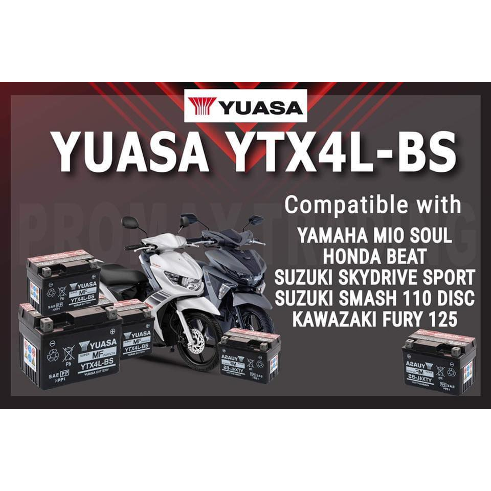 YUASA Battery YTX4L ORIGINAL for Motorcycle Mio i 125, Soulty, Soul i ...