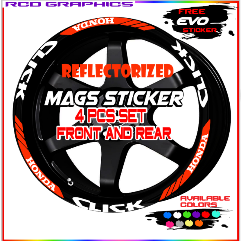 Honda Click 125 150 160 mags sticker 4pcs set front and rear sticker ...
