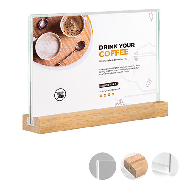Acrylic Table Sign with Wooden Stands,Menu Table Display Picture Stand ...