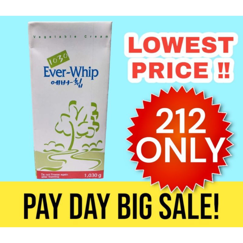 𝗟𝗢𝗪𝗘𝗦𝗧 𝗣𝗥𝗜𝗖𝗘‼️ EVER WHIP WHIPPING CREAM 1L (VEGETABLE WHIPPED CREAM ...