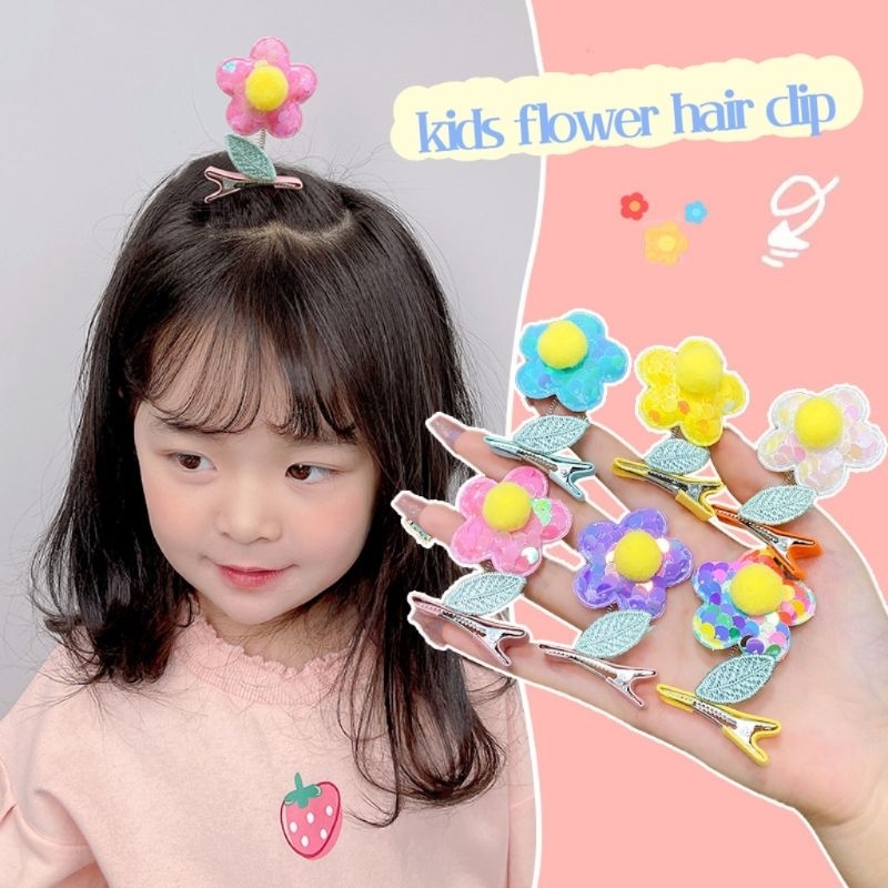 Popular Fabric Knitted Girls Hairpin Cute Flower Three-dimensional Side ...