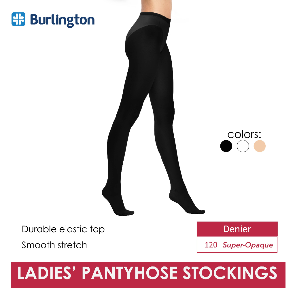 Burlington Ladies’ Full Support Smooth Stretch Pantyhose Stockings 120 ...