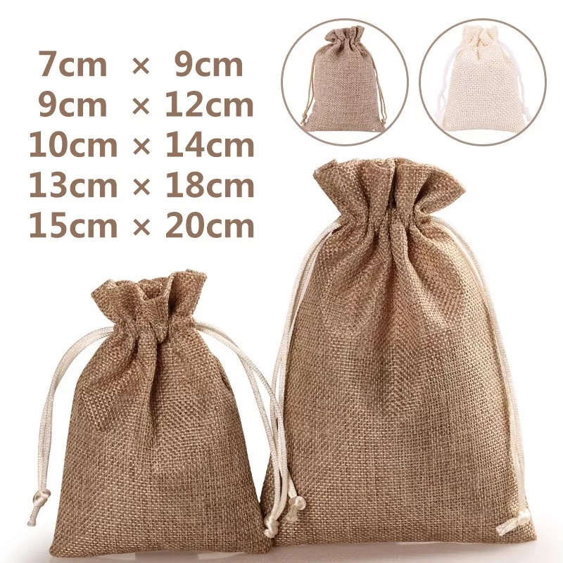 Drawstring Burlap Bag Linen Handmade Soap Jewelry Gift Burlap Bag ...