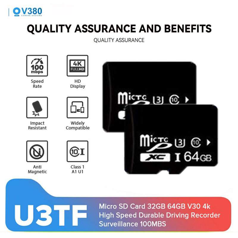 Micro SD Card U3TF Class 10 Reading Speed 100MB/s Driving Recorder Home ...
