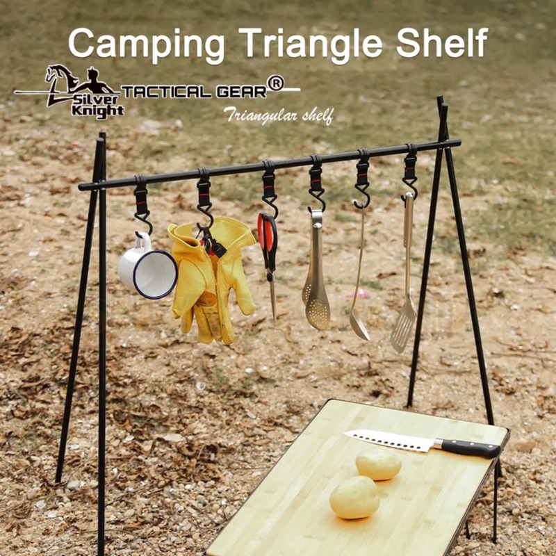 Camping Hanging Rack Tripod Hanger With Hook Outdoor Cookware Pot Pan ...