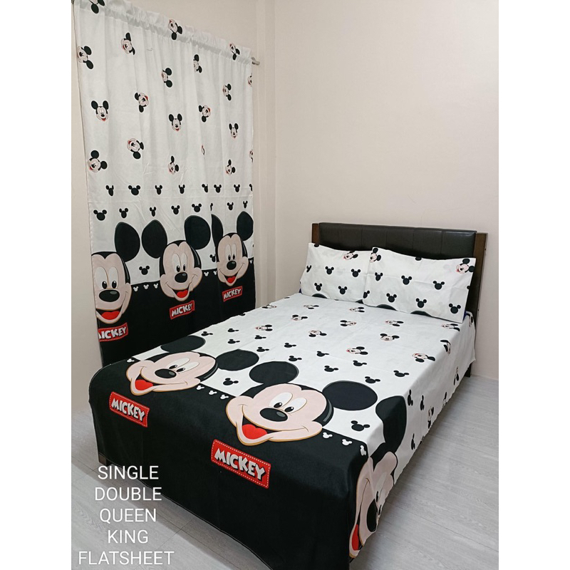 Mickey Mouse Character Design 3 in 1 Canadian Cotton Bedsheet Set | Shopee Philippines