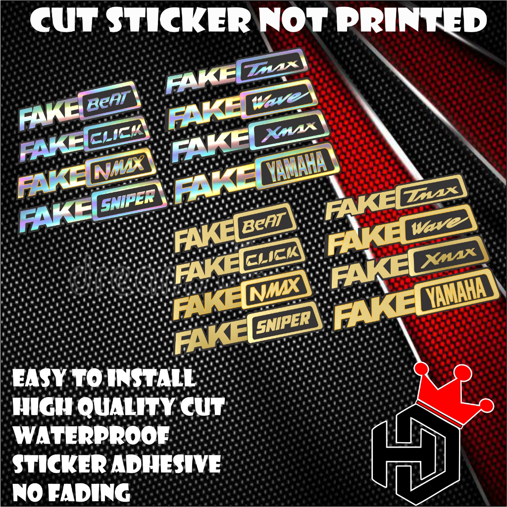fake sticker BEAT,CLICK,NMAX,SNIPER,TMAX,WAVE,XMAX,YAMAHA- gold ...