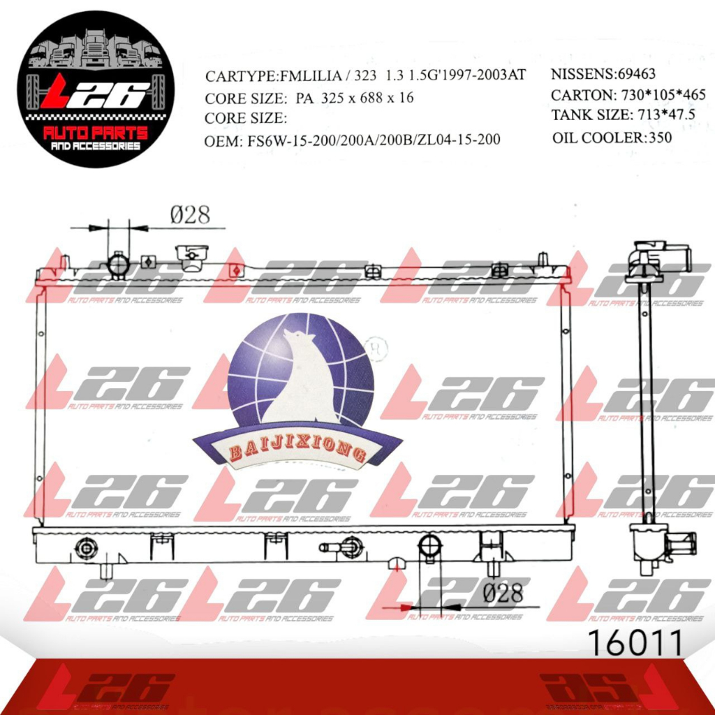 16011 Mazda Familia 323 2003 /BJ3/BJ5 Radiator Assembly A/T PA22 1ROW ...