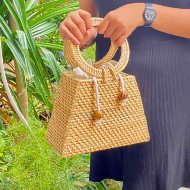 Rattan Trapezoid Shape HandBag | Shopee Philippines